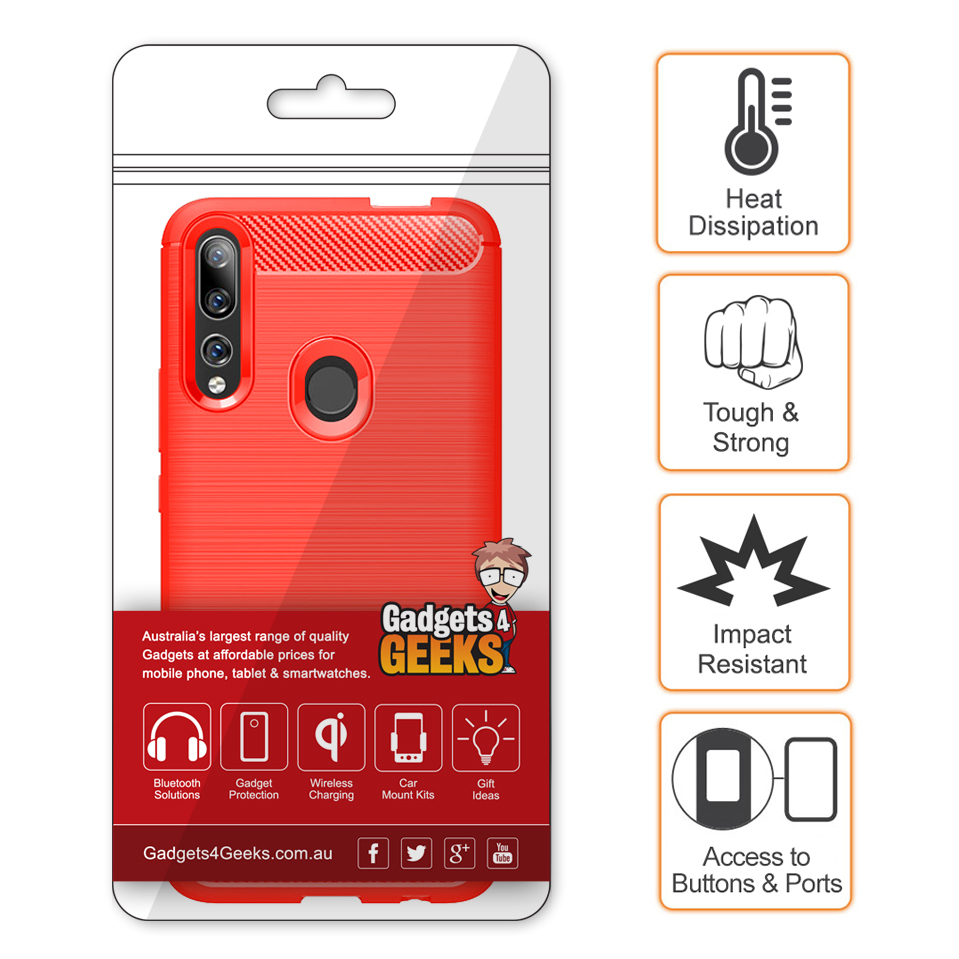 Flexi Slim Carbon Fibre Case for Huawei Y9 Prime 2019 (Red)